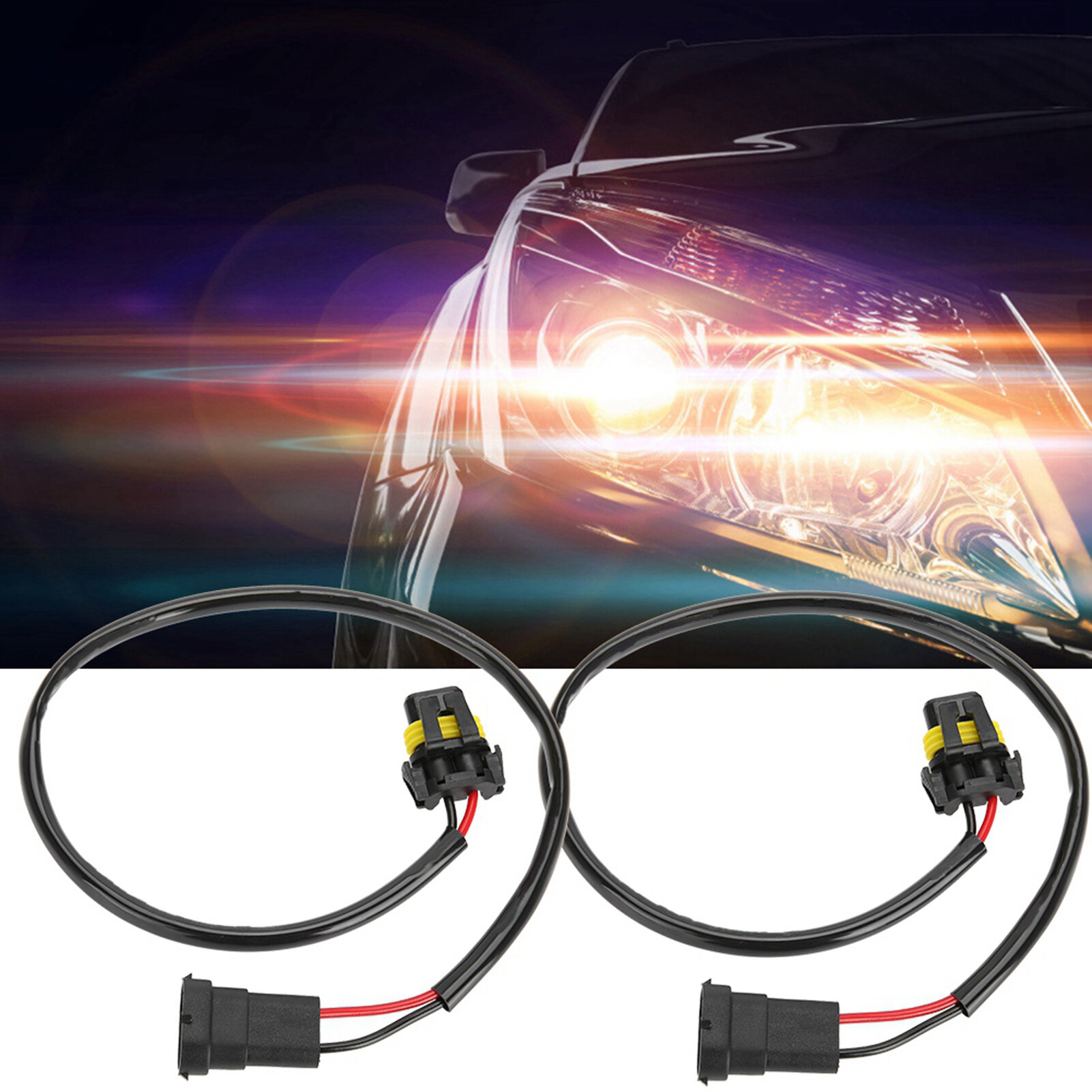 2pcs Адаптерный Коннектор Кабель Розетка для Конверсии Фары Туманных Светов H11 9006, Материал ABS, Длина Примерно 40cm, Вес Примерно 65g, H11 Женский Адаптер, 9006 HB4 9012 9006XS Мужской Адаптер, Предварительно Проволоченный, Плаг Анд Плэй, Для
