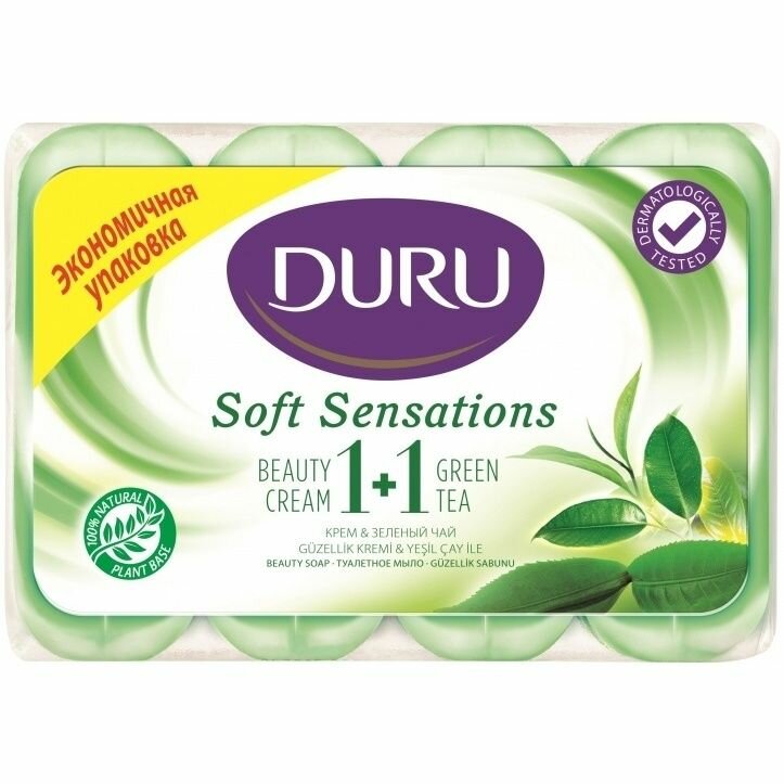 Крем-мыло DURU "Зеленый чай", увлажняющее, 4 шт по 80 г