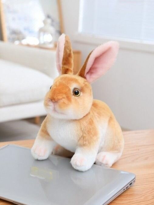 Реалистичный кролик 16 см - Плюшевая игрушка для фото, Пасхи, Нового года и Хэллоуина, декор для дома