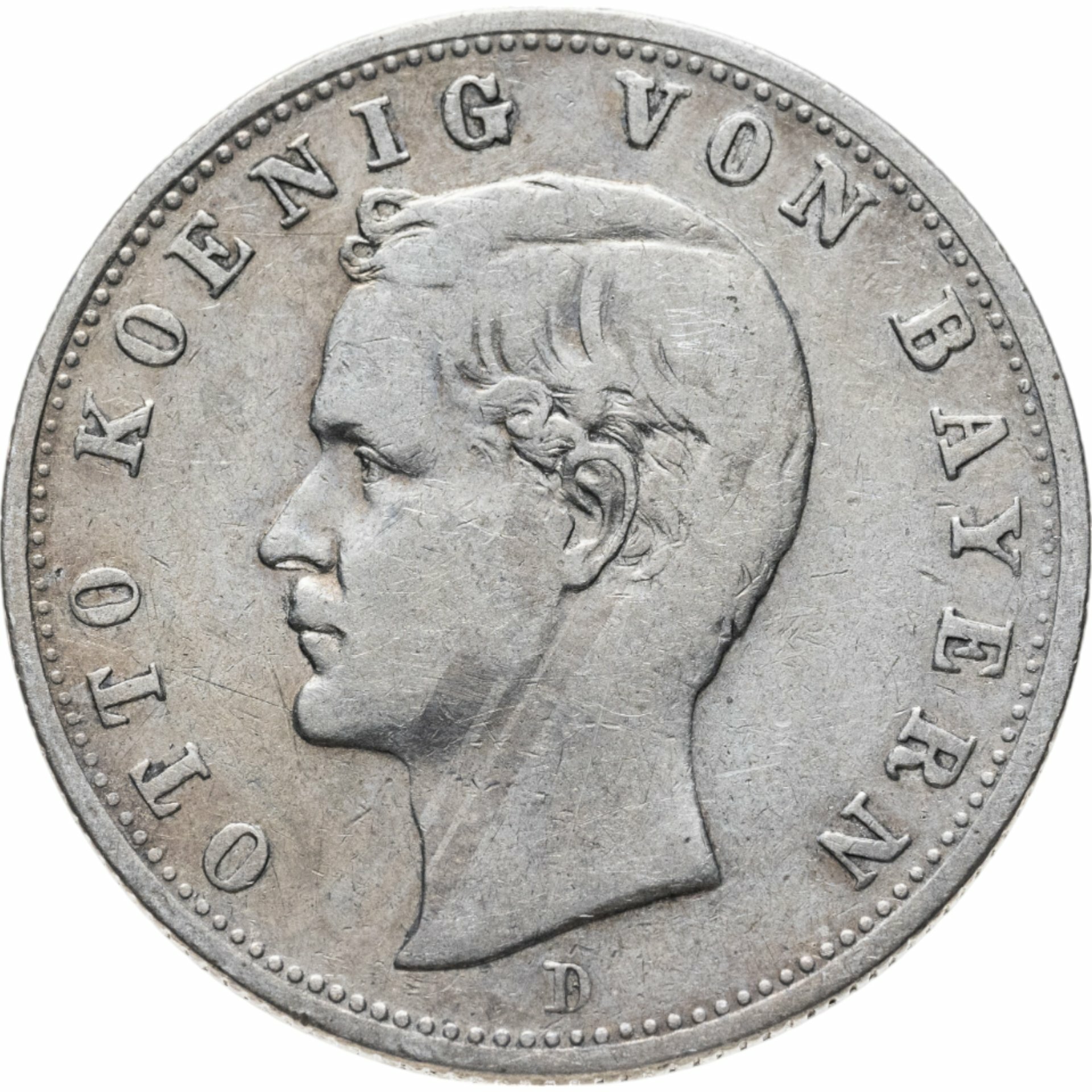 Германская Империя, Бавария 2 марки 1902 "Отто I", Серебро 900, в сохранности VF