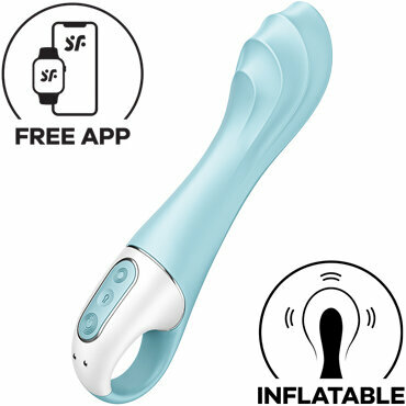 78633 Satisfyer Air Pump Vibrator 5 Connect App, голубой. Увеличивающийся вибратор с управлением через приложение