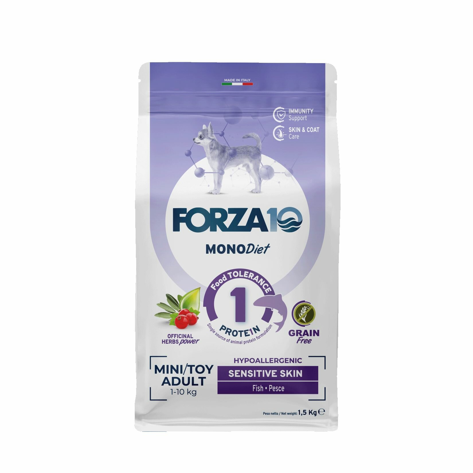 Корм сухой FORZA10 MonoDiet SENSITIVE SKIN Mini & Toy Adult рыба