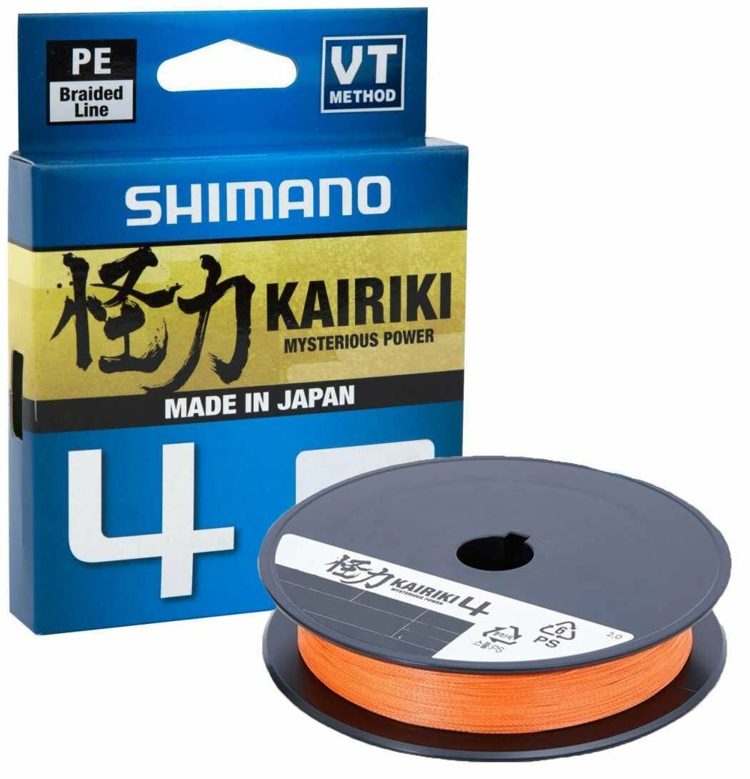 Плетёный шнур Shimano Kairiki 4 150m 0,215mm 16,7kg Orange