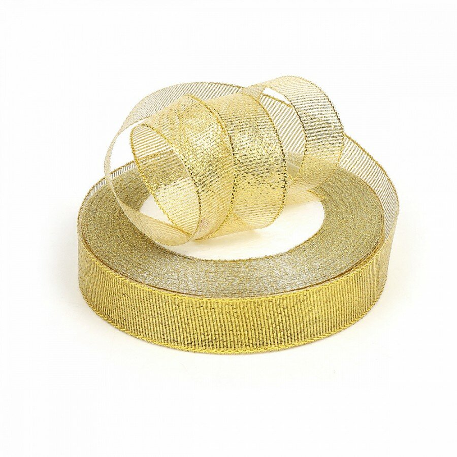 Лента парча 20мм в инд. упаковке цв. золото Magic4Hobby рол. 22,85м (+-1м)