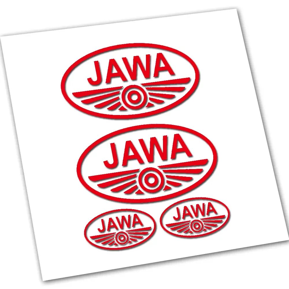 Набор из 4 наклеек на бак мотоцикла Jawa Красный, 15cm