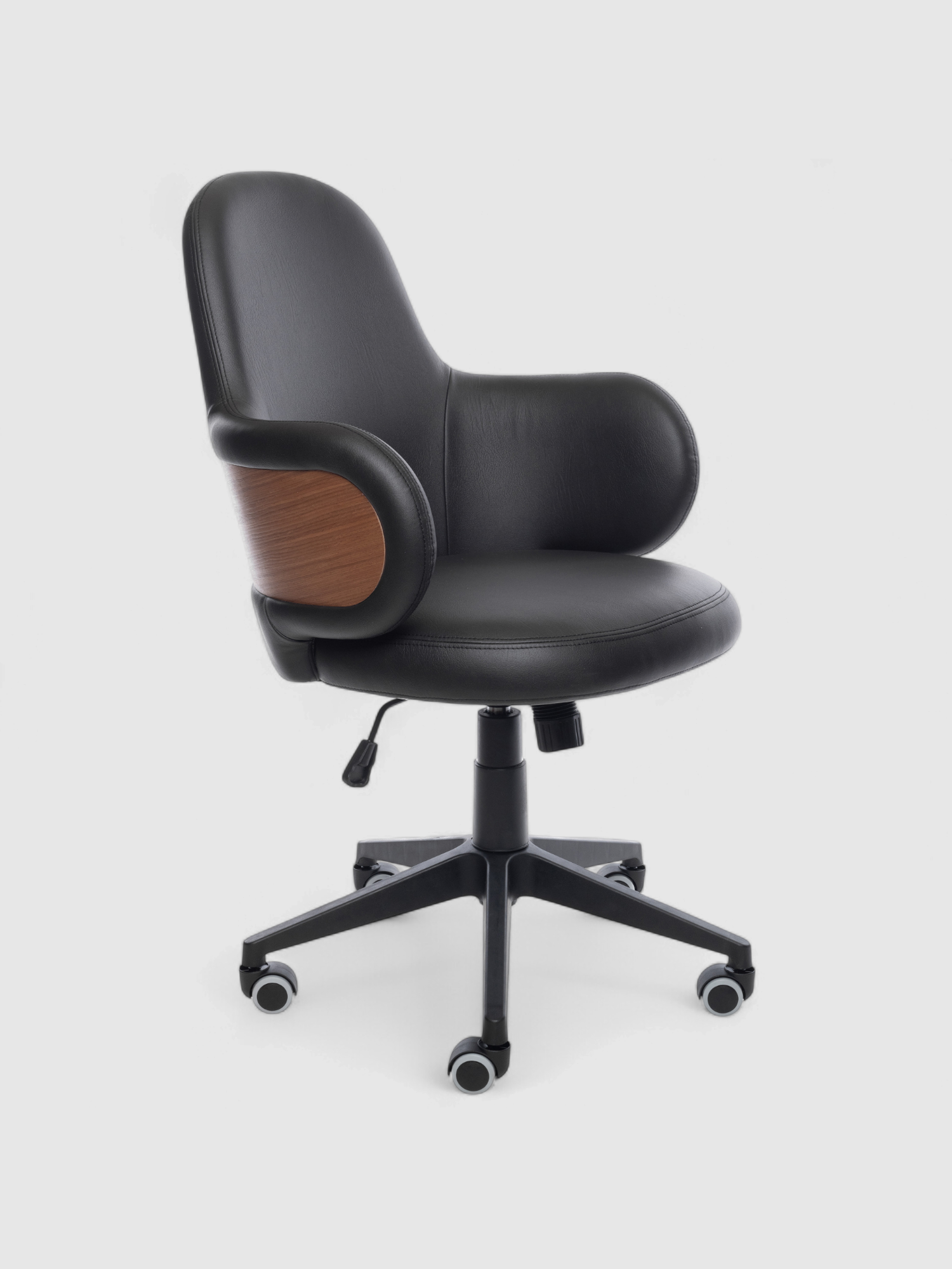 Офисное кресло / Компьютерное кресло РосКресла Elan черно-коричневый, экокожа, крестовина, раскачивание