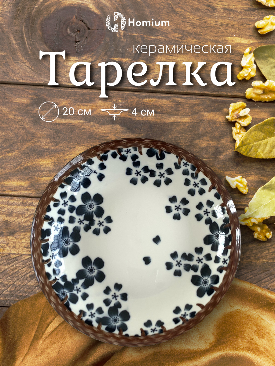 Тарелка сервировочная Homium Kitchen, Japanese Collection, Очарование, D20см, синий/белый