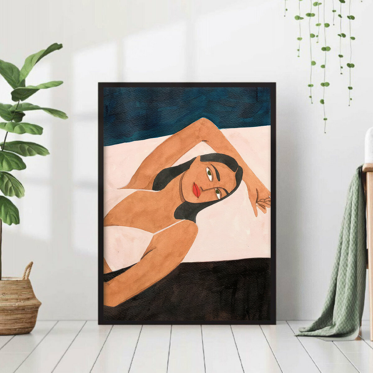 Постер "Репродукция Brunna Mancuso девушка " 50x70 в черной рамке для интерьера на стену
