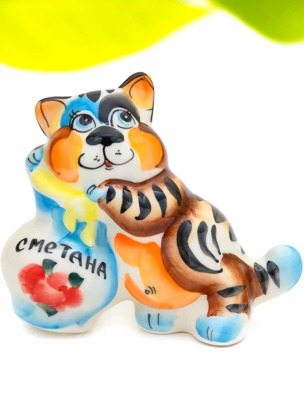 Фигурка коллекционная - Кот Сметана, Гжель, Фарфор, 9,5 см