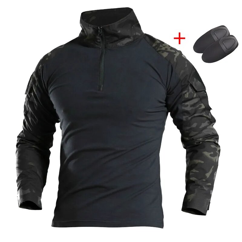 Рубашка мужская тактическая с подкладкой, длинная камуфляжная рубашка в стиле милитари для охоты