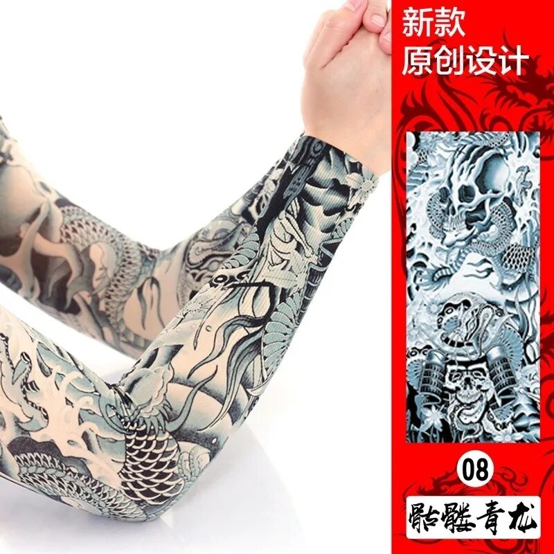 Мужские тату-рукава с рисунком черепа дракона Tattrendy WS08