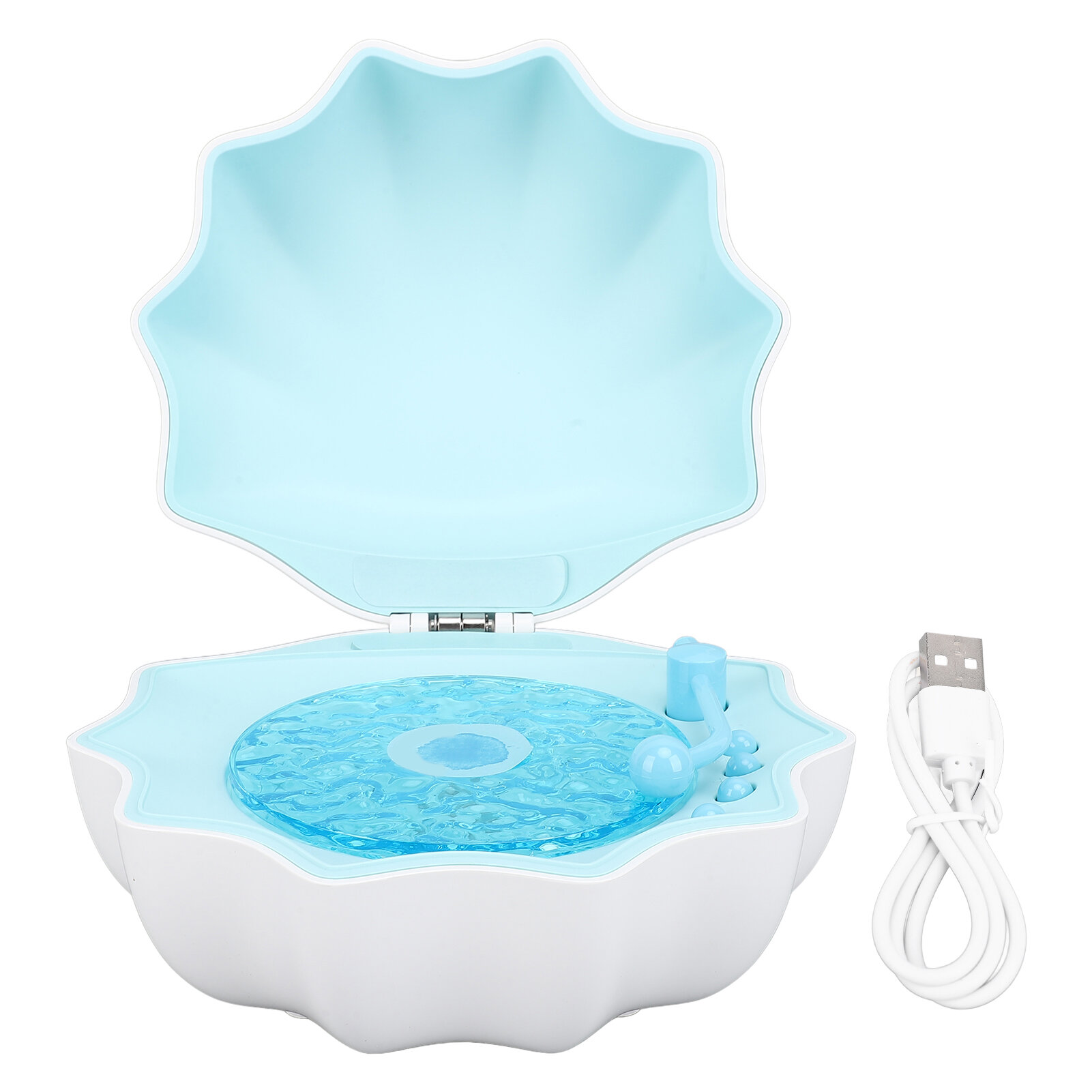 Колонка-проектор Shell Lamp Speaker с мощными басами, миниатюрная настольная портативная колонка для дома и офиса, синяя.