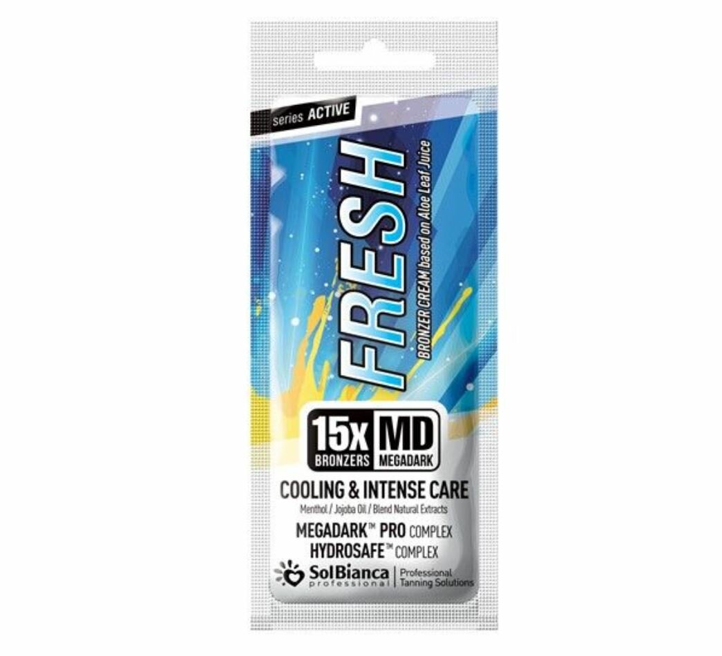 Крем для загара SolBianca Fresh 15х с охлаждающим эффектом, ментолом, маслом жожоба и комплексом натуральных экстрактов, 15 мл