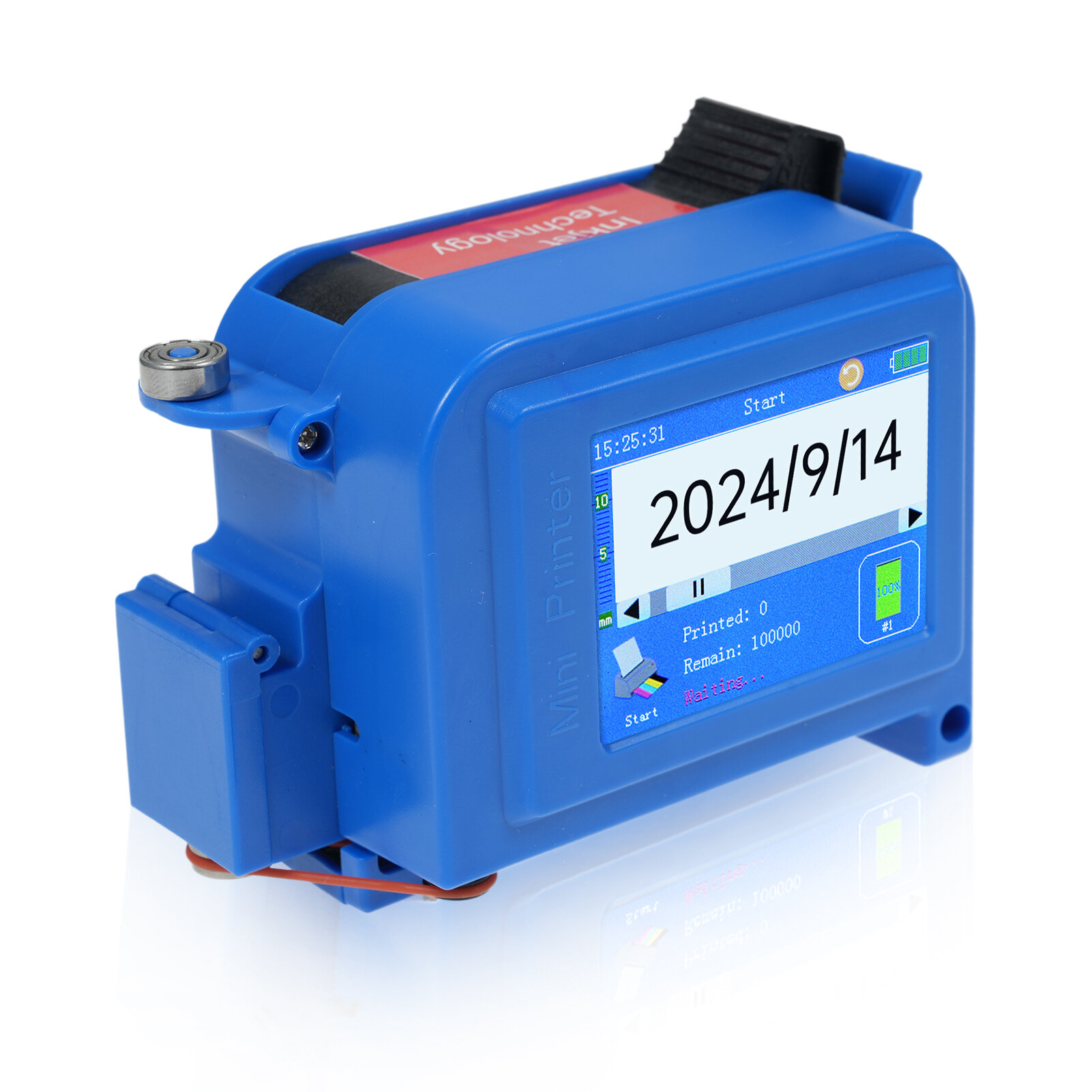 Мини ручной струйный принтер, сенсорный экран 2.4 дюйма, печать штрих-кодов, логотипов, дат, QR-кодов, USB-интерфейс, картридж с черными чернилами.