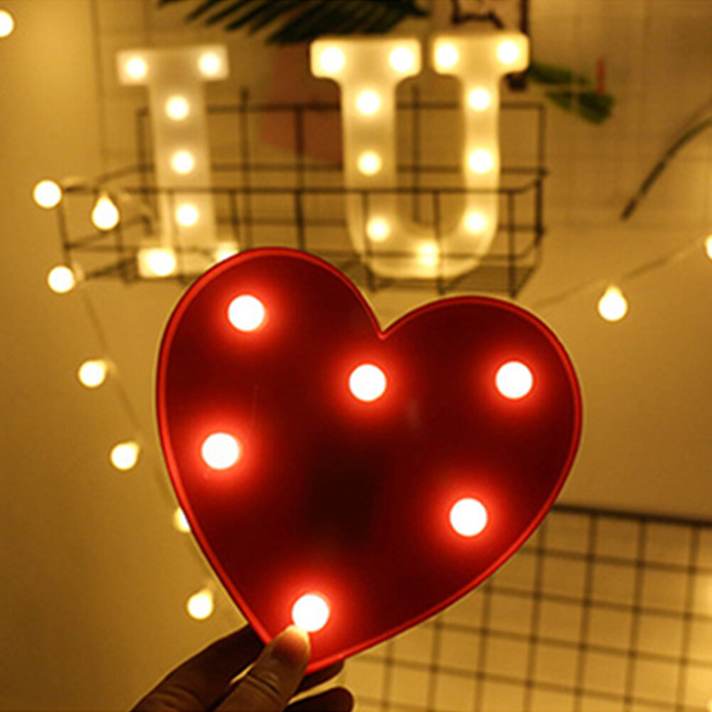 Светодиодные 26 букв алфавита, цифровые огни, амперсанд, символ любви, сердце, светящаяся вывеска, лампа для любви, свадьбы, дома, вечеринки, праздничное украшение бара