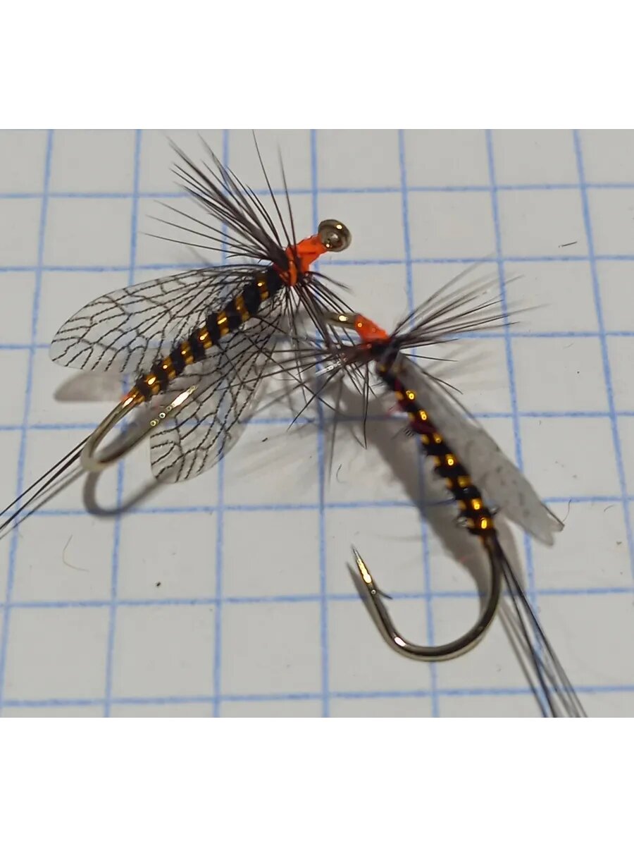 Мушка для ловли хариуса и другой рыбы. На одинарном крючке. Набор 2 штуки.