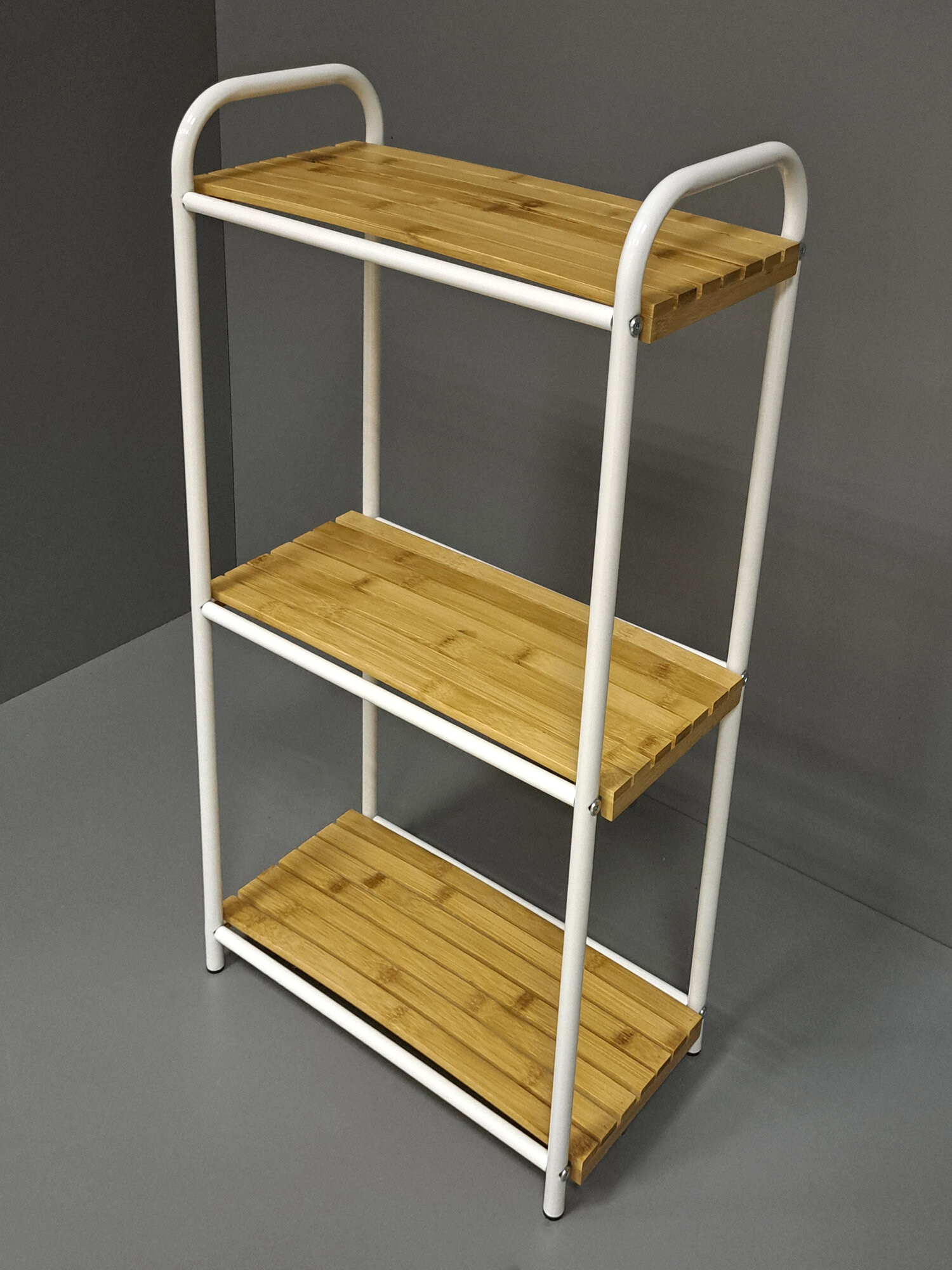 Стеллаж металлический, этажерка для ванной, с полками, белая, этажерка узкая My Space STBAM3P