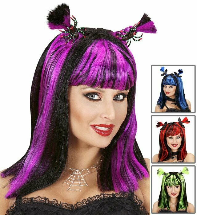 Парик WIDMANN "Паук" зеленый, искусственный волос, для Хэллоуина, длина 20 см, 204 г