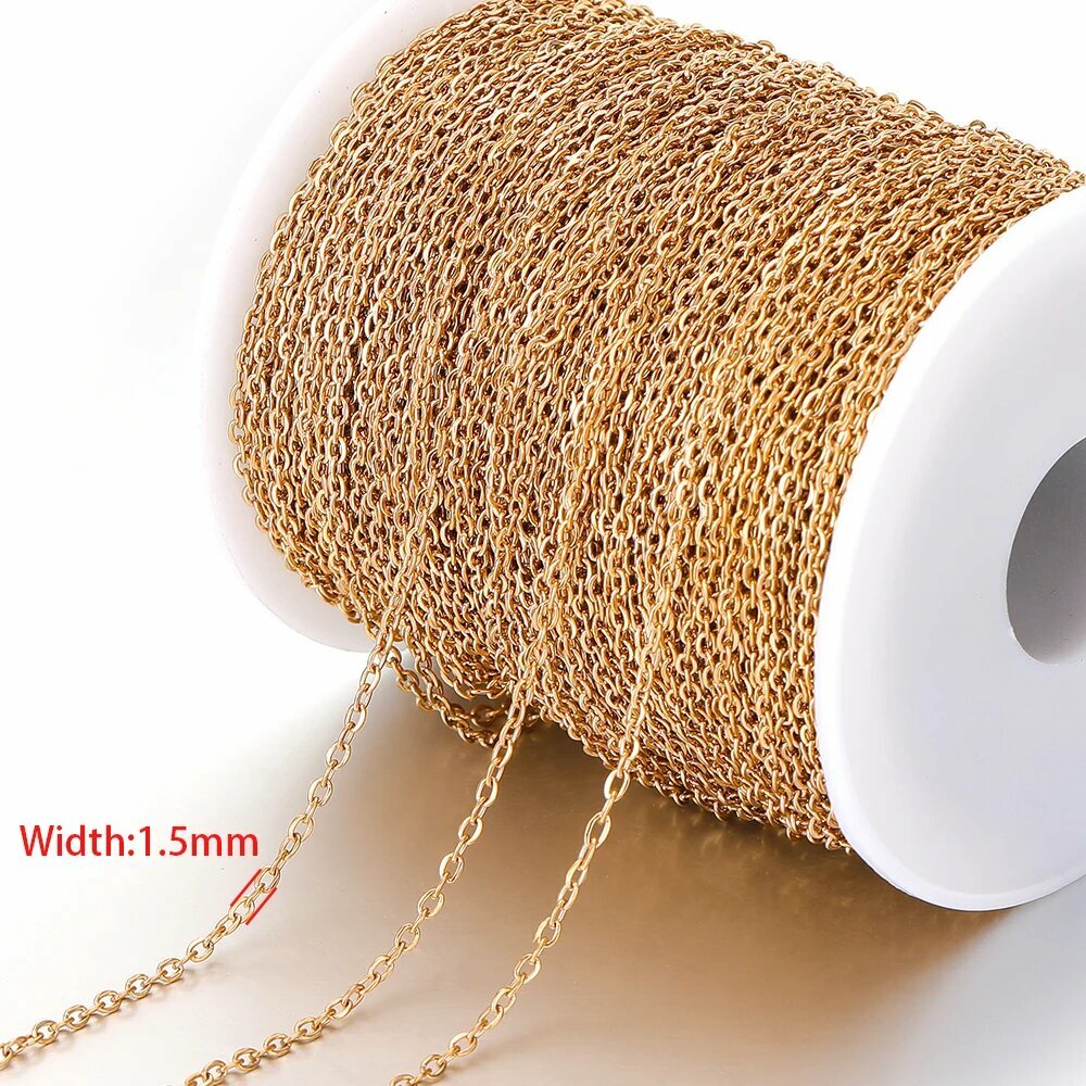 Leyoor Кубинская цепочка из нержавеющей стали 2 метра rose gold 1.5mm