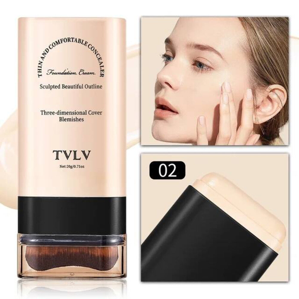 Тональный крем TVLV Eraser Foundation Stick 20 г, с кисточкой для придания коже сияния, жидкий тональный крем, не оставляет следов, стойкий корректор макияжа