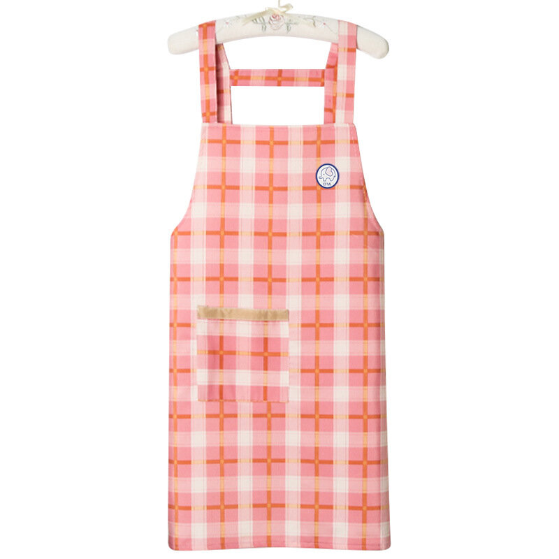 Клетчатый фартук в корейском стиле с карманами и лямками, хлопковые фартуки для женщин, регулируемый кухонный нагрудник с защитой от пятен для готовки, уборки или работы в кафе