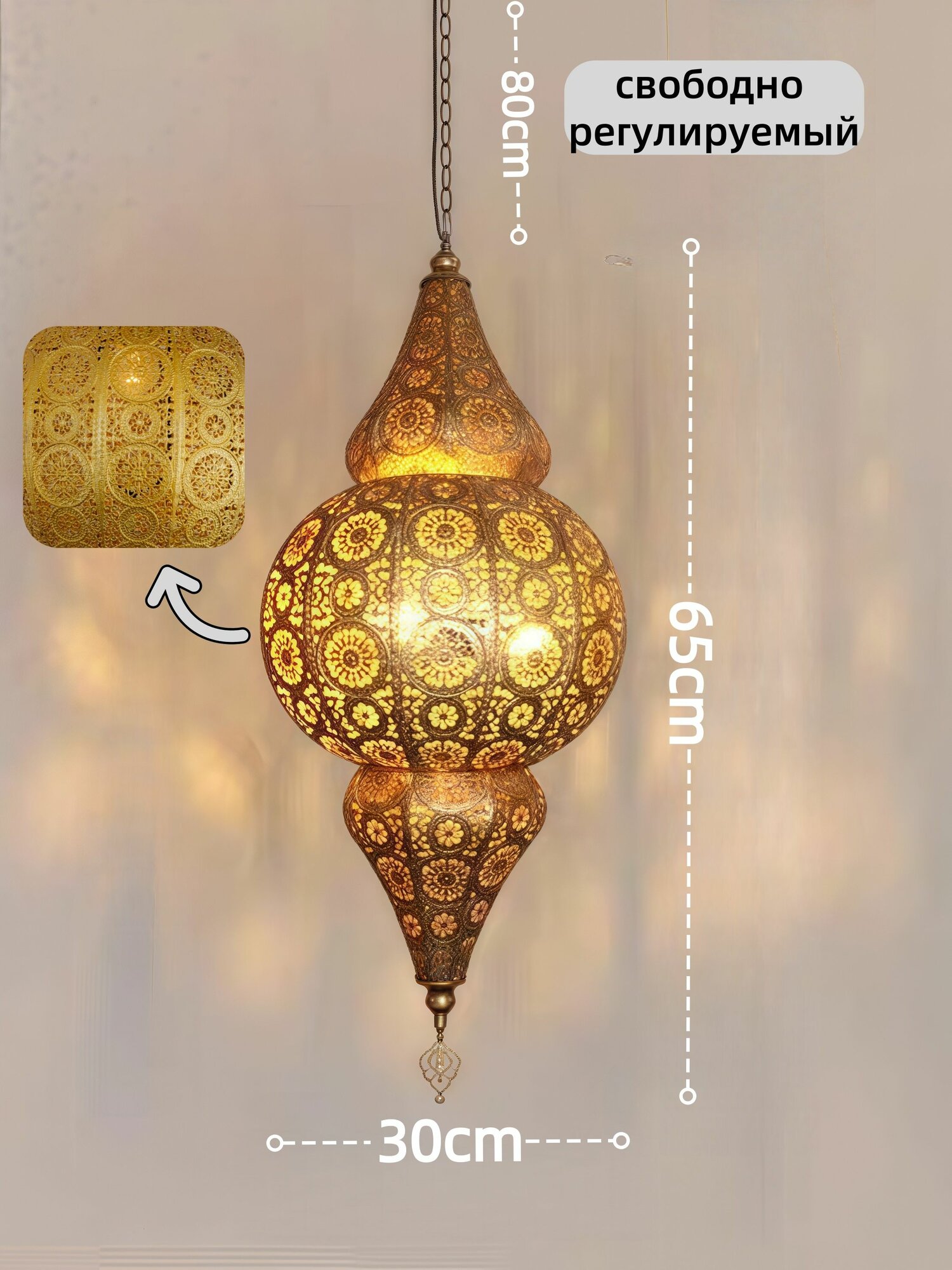 Подвесная люстра из металла в тайском стиле Юго-Восточной Азии