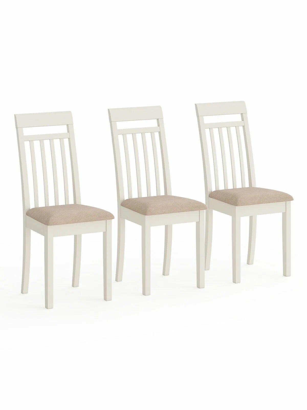 Стулья деревянные для кухни и гостиной Гольф-11 комплект 3 шт. слоновая кость/ велюр бежевый