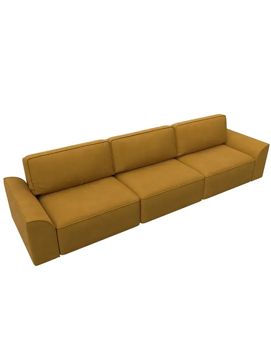 Большой прямой диван Стамбул, 339x91x106 см, с пружинным матрасом и ящиком для белья, велюр