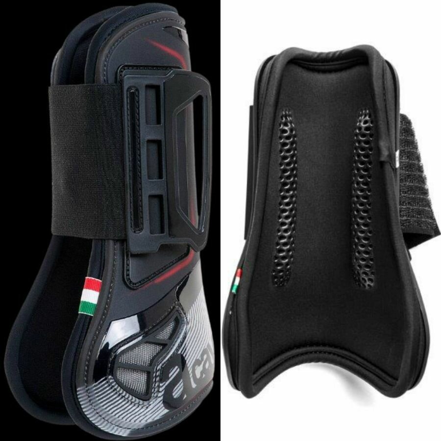 Ногавки для лошади Acavallo "OPERA" с гелем внутри, на крючках, 2 передние и 2 задие, комплект 4шт. цвет черный, размер Full