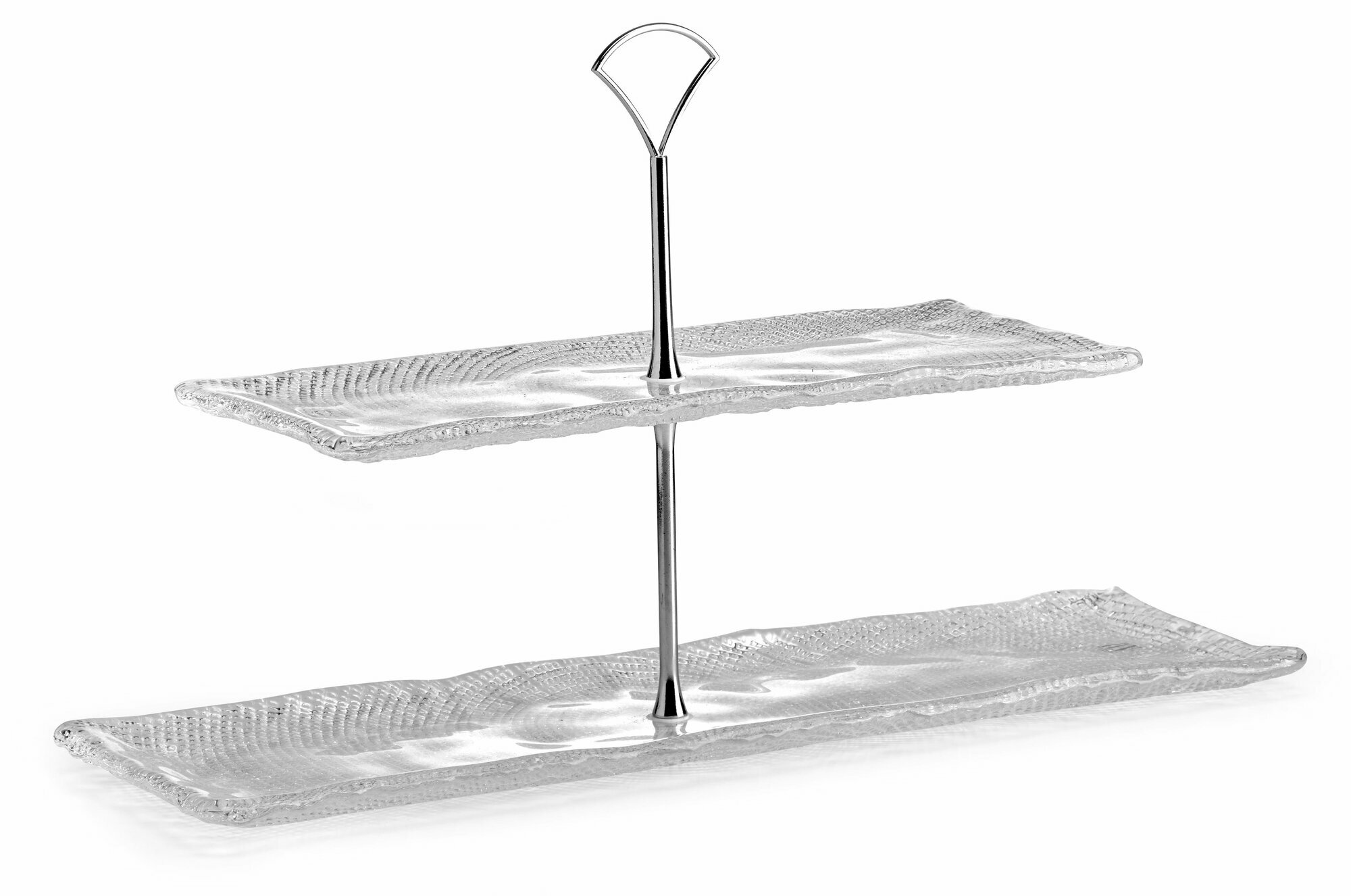 Этажерка менажница для ягод, вруктов или конфет двухъярусная из стекла DIAMANTE от IVV Италия