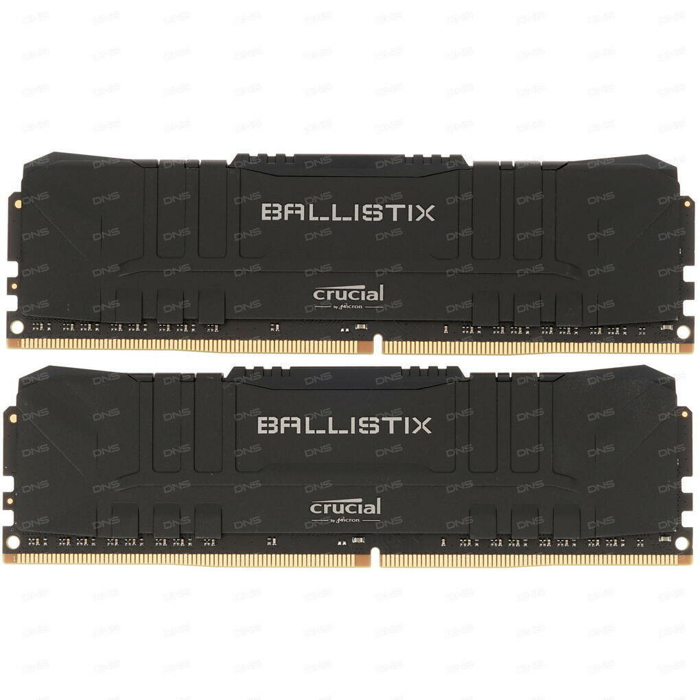 Оперативная память Crucial Ballistix Black (BL2K8G26C16U4B) DIMM DDR4 16ГБ - DDR4, 8ГБх2 шт, 2666 МГц, 16-18-18-38