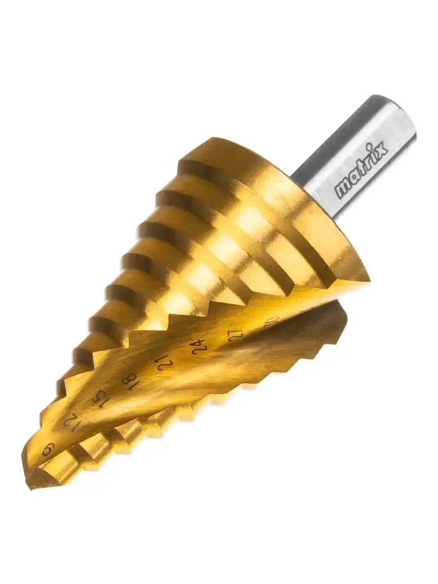 Сверло ступенчатое по металлу 9–36 мм спиральное HSS