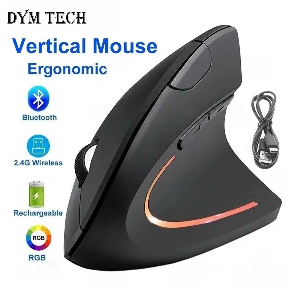 Вертикальная мышь DYM TECH, Bluetooth 5.1, 2.4G, RGB