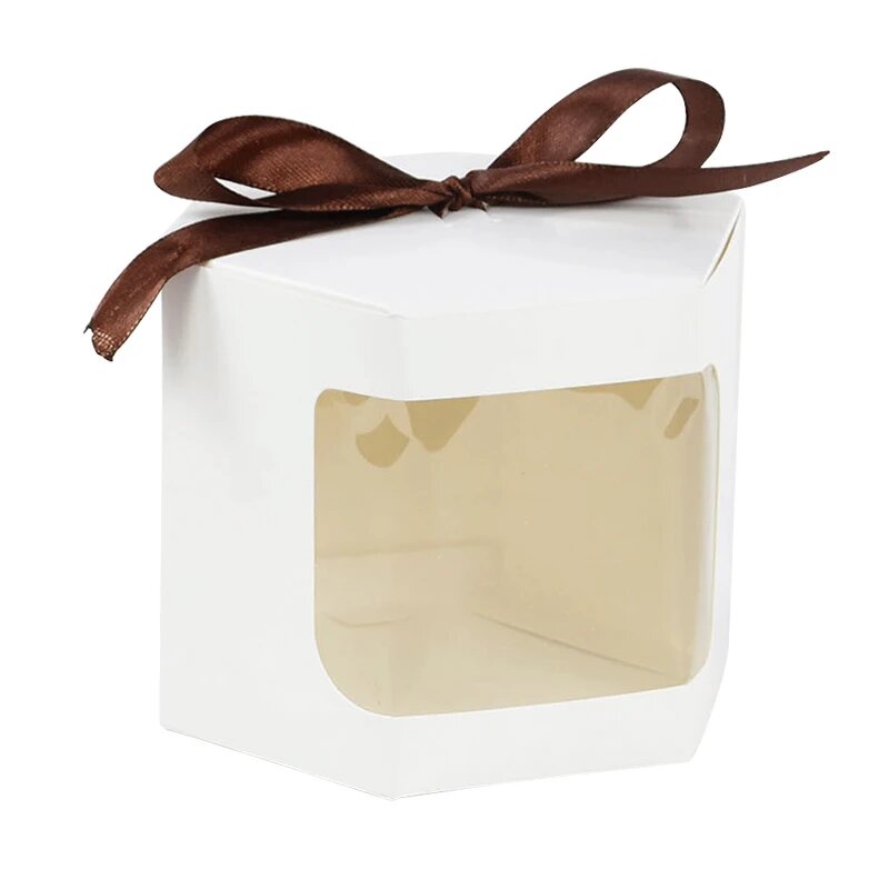 10 Упаковок Подарочных Коробок Из Крафт-бумаги С Декором Из Оконного Шпагата Для Конфетного Торта, Шоколада, Свадьбы