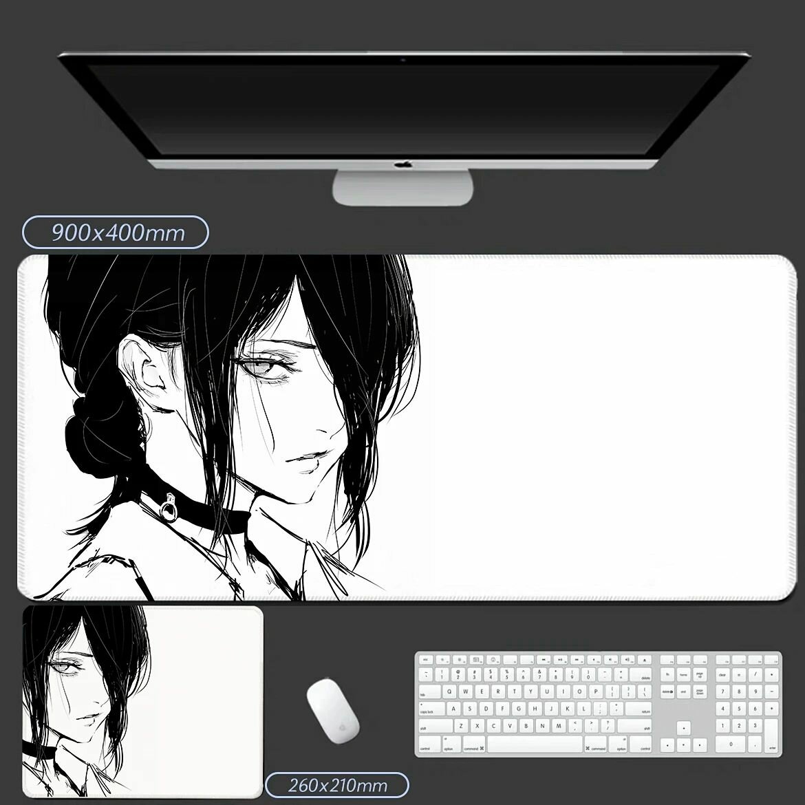 Коврик для мыши Chainsaw Man Large PC Mouse Pad, белый, черныйDD-3492