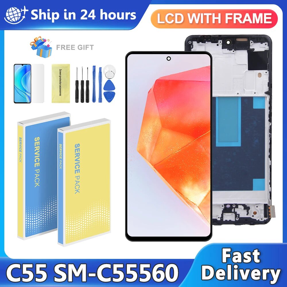 AMOLED M55 F55 Дисплей для Samsung C55 SM-C5560 SM-M556B SM-E556B/DS ЖК-экран с дигитайзером сенсорного экрана в сборе LCD No Frame