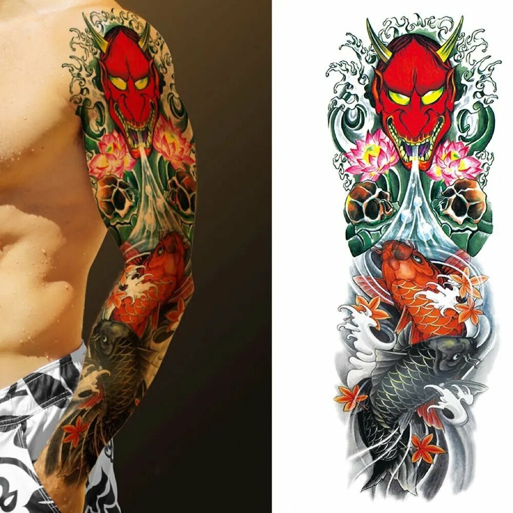 Временные переводные татуировки 48 17 см водостойкие тату-наклейки с реалистичным дизайном для мужчин и женщин