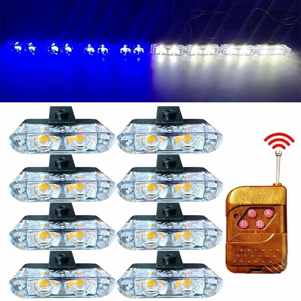8шт стробоскопы светодиодная автомобильная сигнальная лампа решетка аварийного мигания лампы 12В 2 led