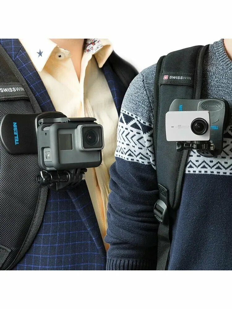 Прищепка с поворотным механизмом для экшн камер GoPro, Xiaomi, SJCAM, EKEN