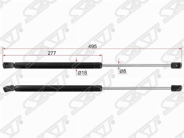 Амортизатор крышки багажника SAT ST-81780-0U200 Hyundai Solaris 10-17, Accent 11-17 справа=слева