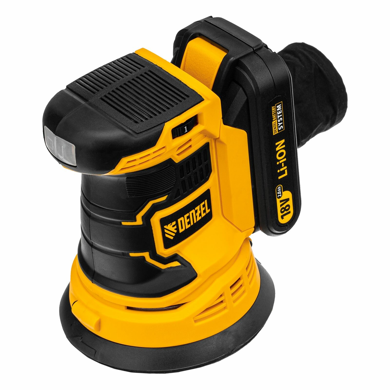 Машина шлифовальная эксцентриковая аккумуляторная COS-125, 18В Li-Ion Denzel 28470