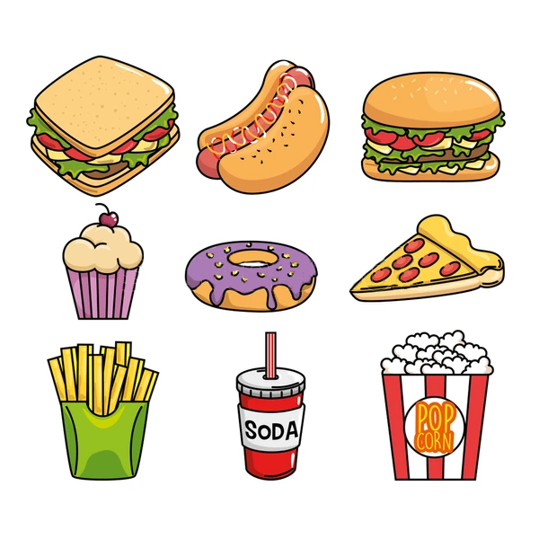 Наклейки стикеры Фастфуд и сладости