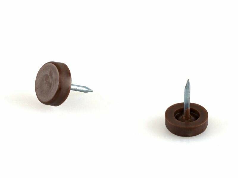 Подпятник круглый с гвоздем, пластик, коричневый, 20 шт