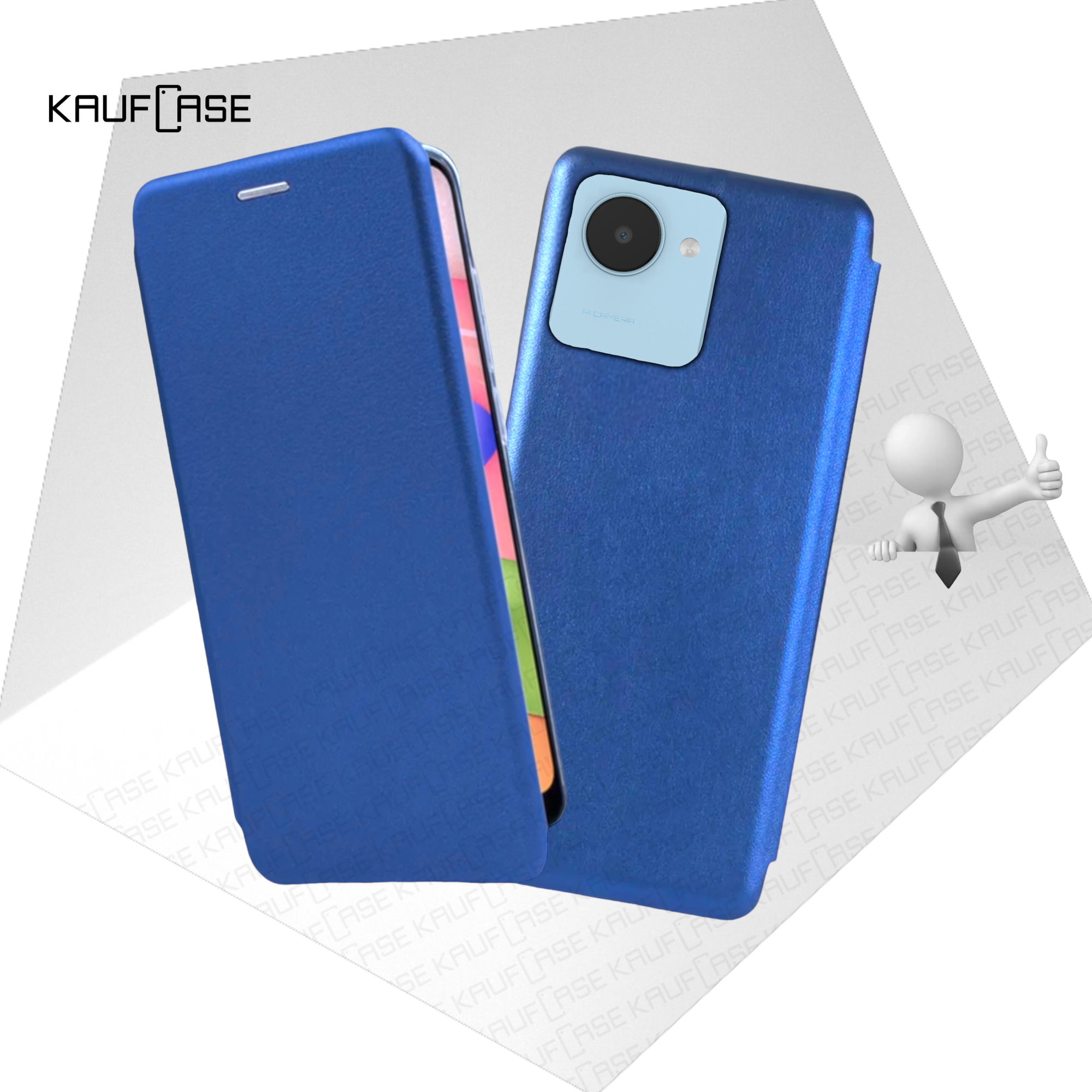 Чехол книжка для телефона Realme C30/ C30s /Narzo 50i Prime (6.5"), синий. Текстура под кожу