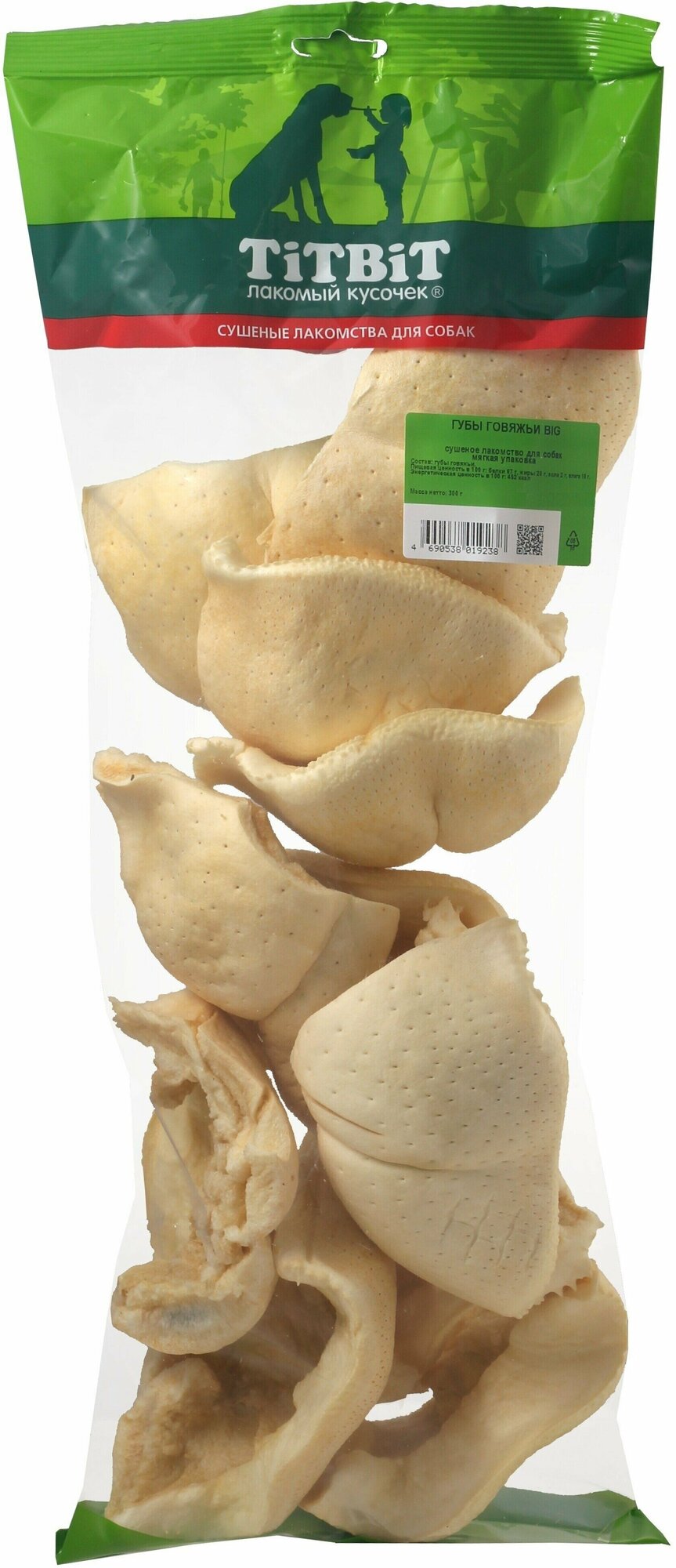 Лакомство TiTBiT Лакомый кусочек Губы с говядиной big для собак (300 г)