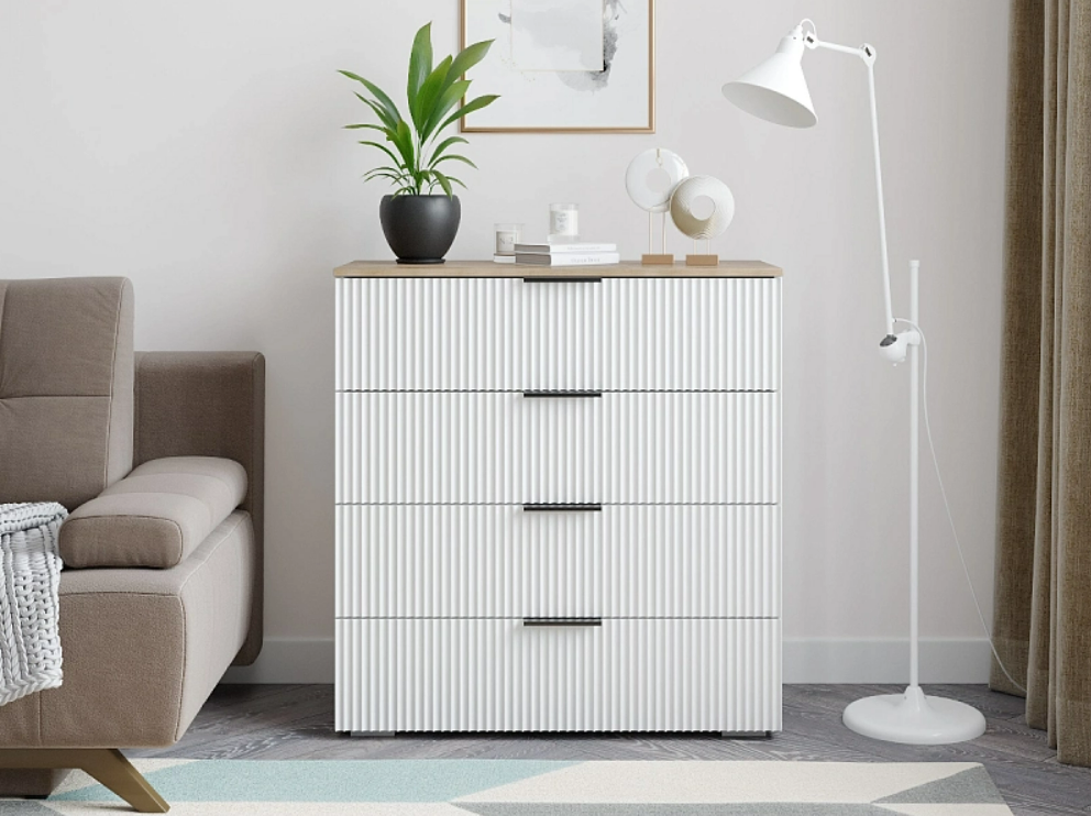 Комод Твист Мебель Салерно, белый/бунратти, ЛДСП и МДФ, 91 см x 42 см x 96 см