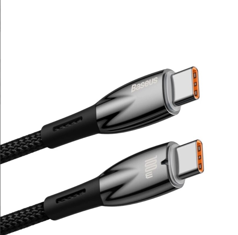 Кабель для быстрой зарядки и передачи данных BASEUS Glimmer Series, Type-C to Type-C, E-Marker Chip, 100W, 2 м, Черный
