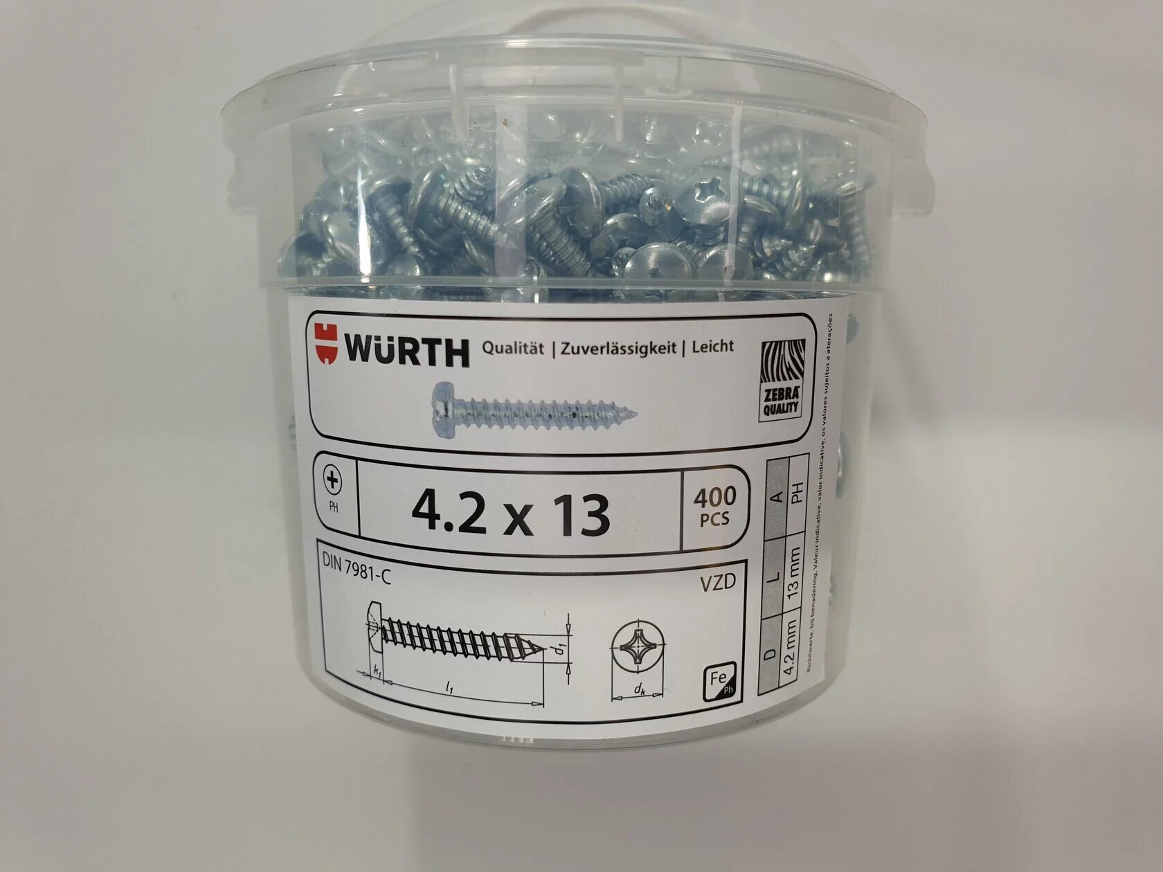 Саморез по металлу DIN 7981-C 4.2x13 PH (400 pcs) WURTH, Германия