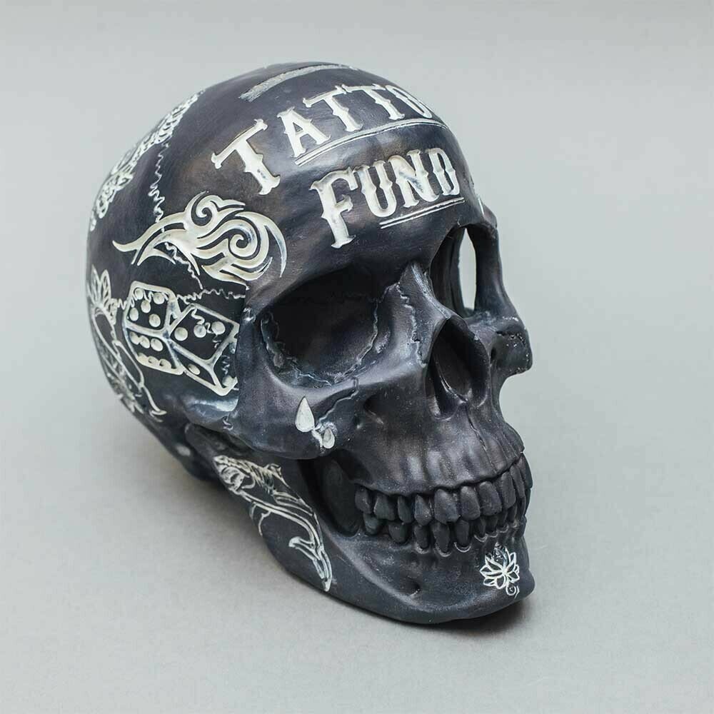 Статуэтка - копилка для денег "Череп с татуировкой" 15 см