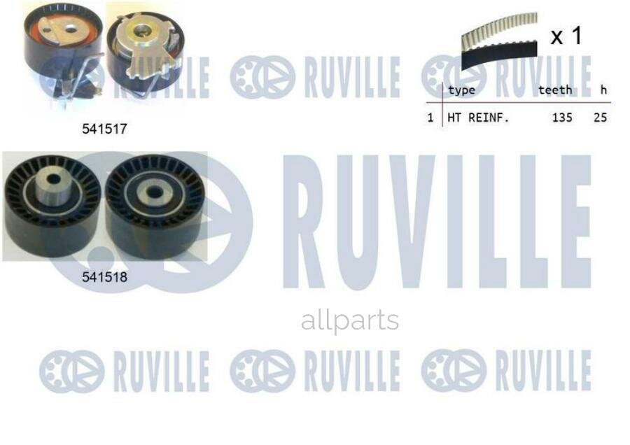 RUVILLE 550287 Комплект ГРМ CITROEN C2/3/4/1007/206/207/307 1.4 (135x25) 2003=>